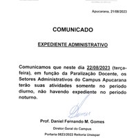 Comunicado - Horário de expediente administrativo - dia 22/08/2023 — Universidade Estadual do ...
